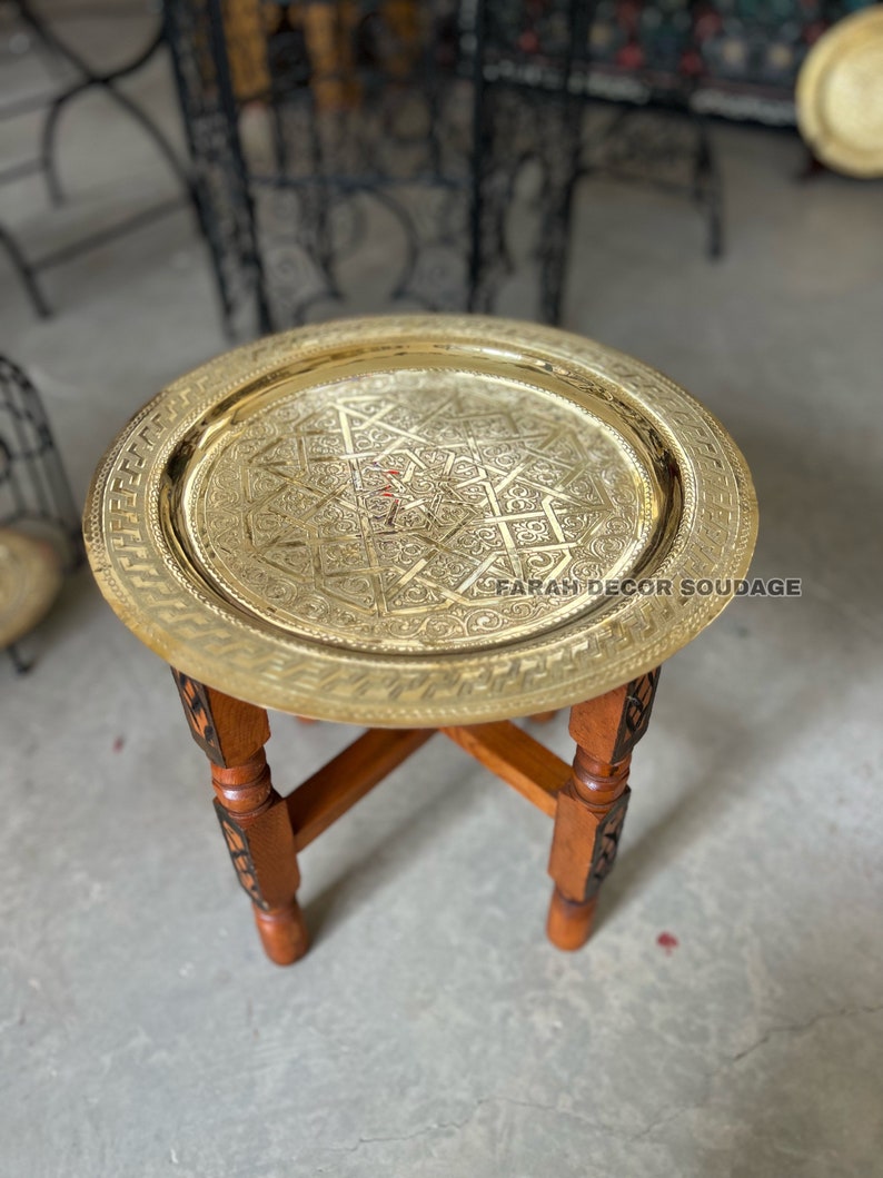 Moroccan Brass Table Brass Tea Table Moroccan Arabesque - Etsy