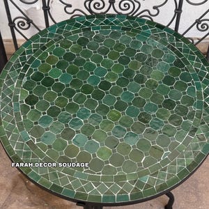 Emerald Green Tile Table Top, Green Mosaic Table Indoor/outdoor ...