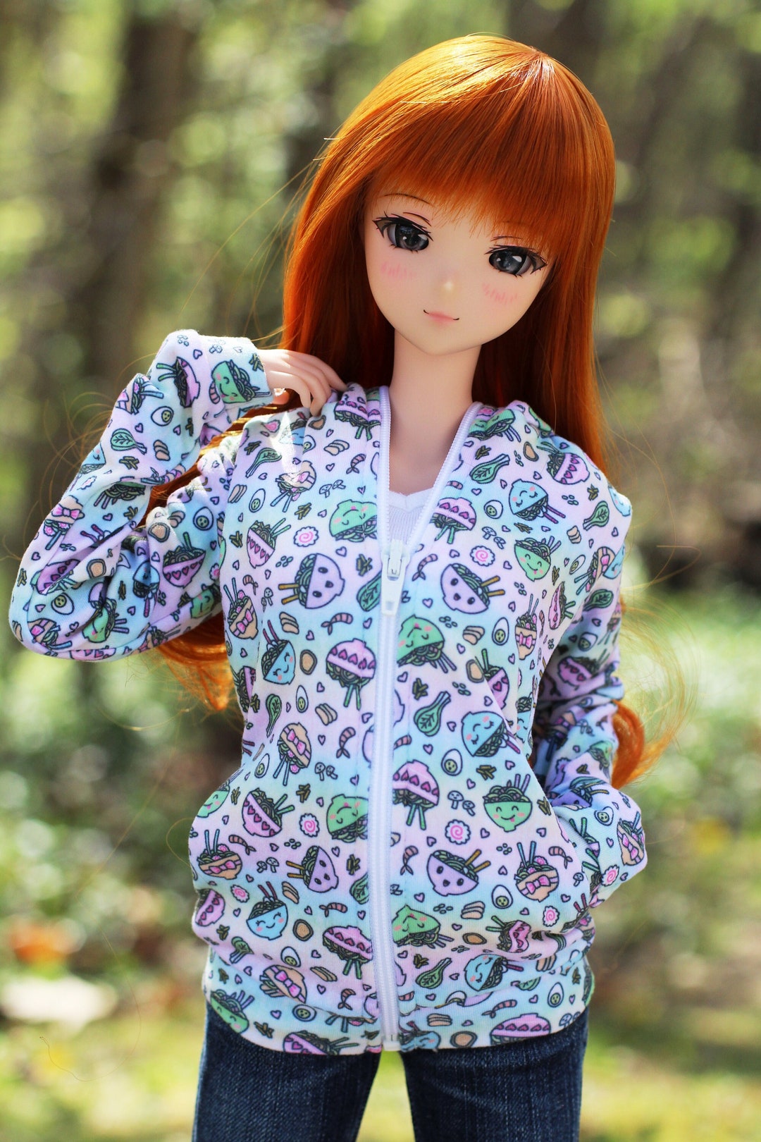 LAST ONE Clothing to Fit Smart Dolls - Pastel Rainbow Ramen Hooded Zip ...