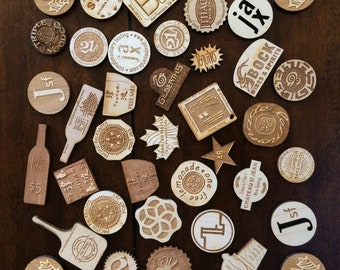Custom Wooden Nickels Wood Coins Round Tuits Drink Tokens Bar Chips - Etsy