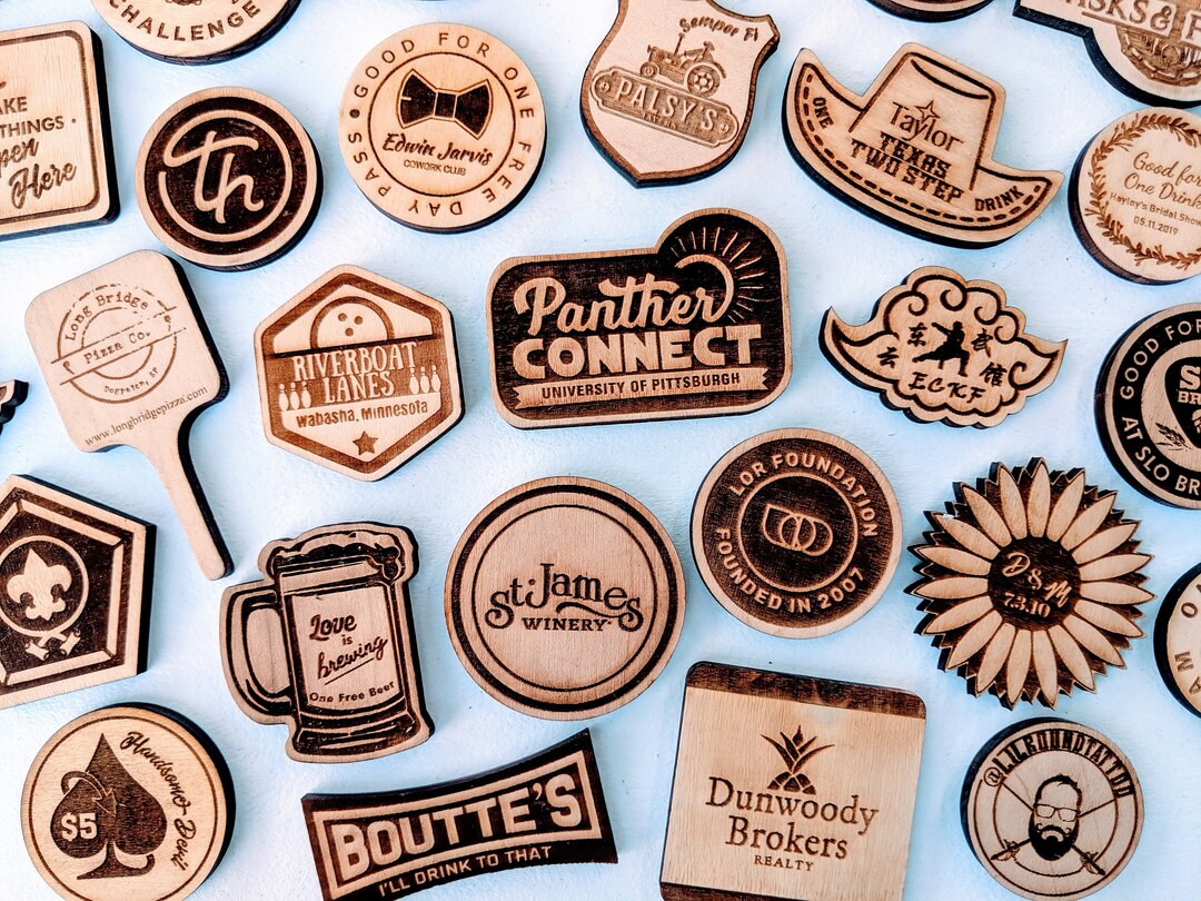 Custom Double-sided Wooden Tokens No Design Fees - Etsy