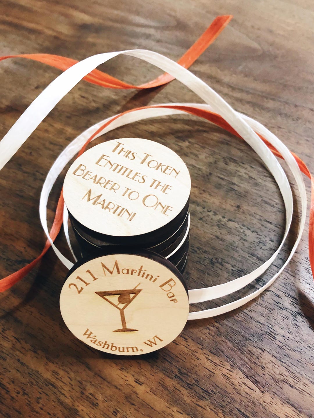100 Custom Engraved Wood Tokens | Personalized Free Drink Chips & Bar ...