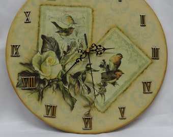 Decoupage clock | Etsy