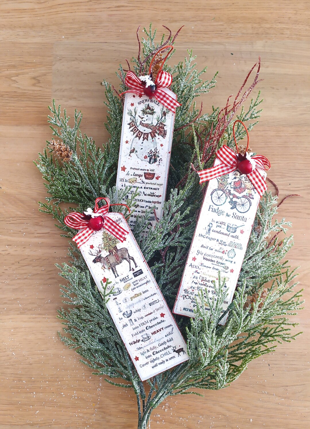 Christmas Recipe Bookmarks Set, Unique Tree Ornament, Gift for ...