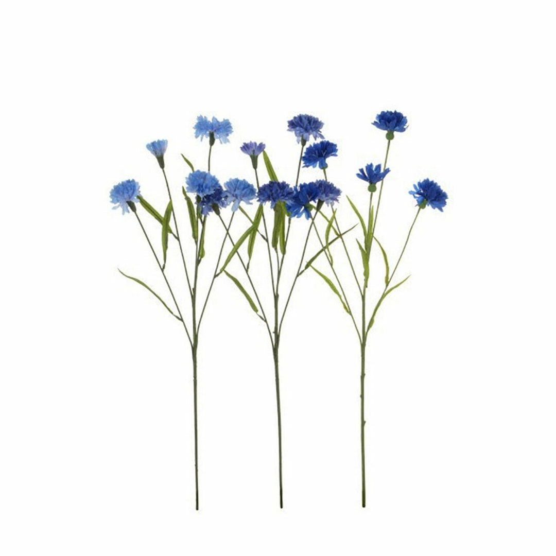 Artificial Silk Mixed Blue Cornflower Stems Bundle of 3 56cm/22 Inches ...