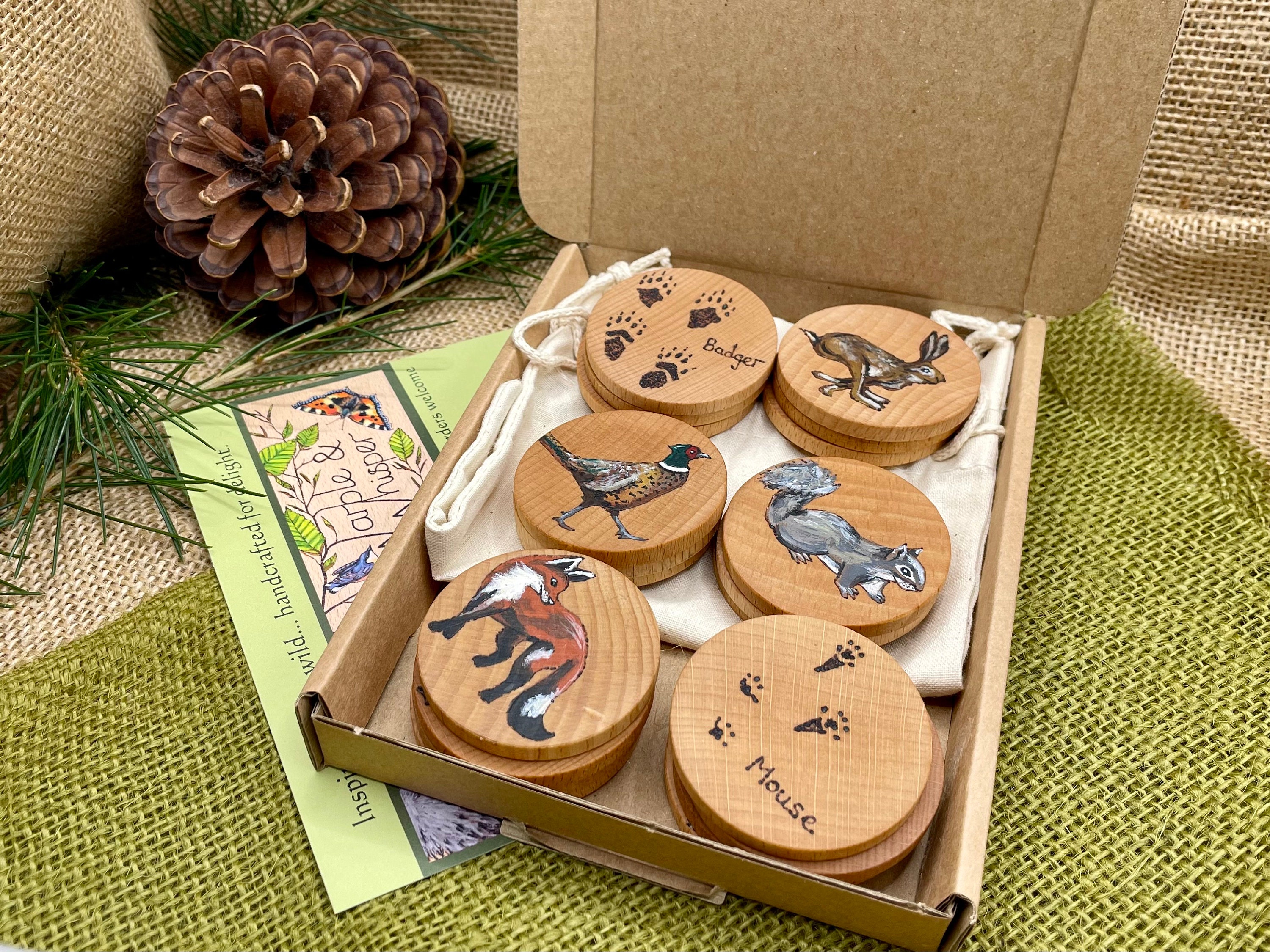 Woodland Animal Tracks Matching Game, Montessori Inspired Wooden Flash ...