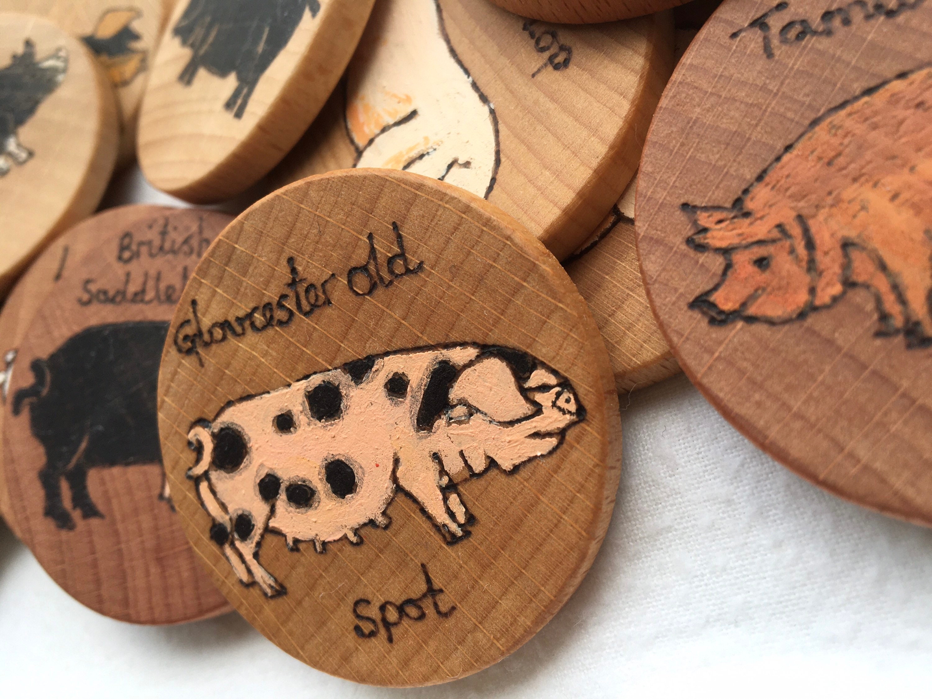 Matching Pigs Wooden Memory Game, Traditional British Pig Breeds Gift ...