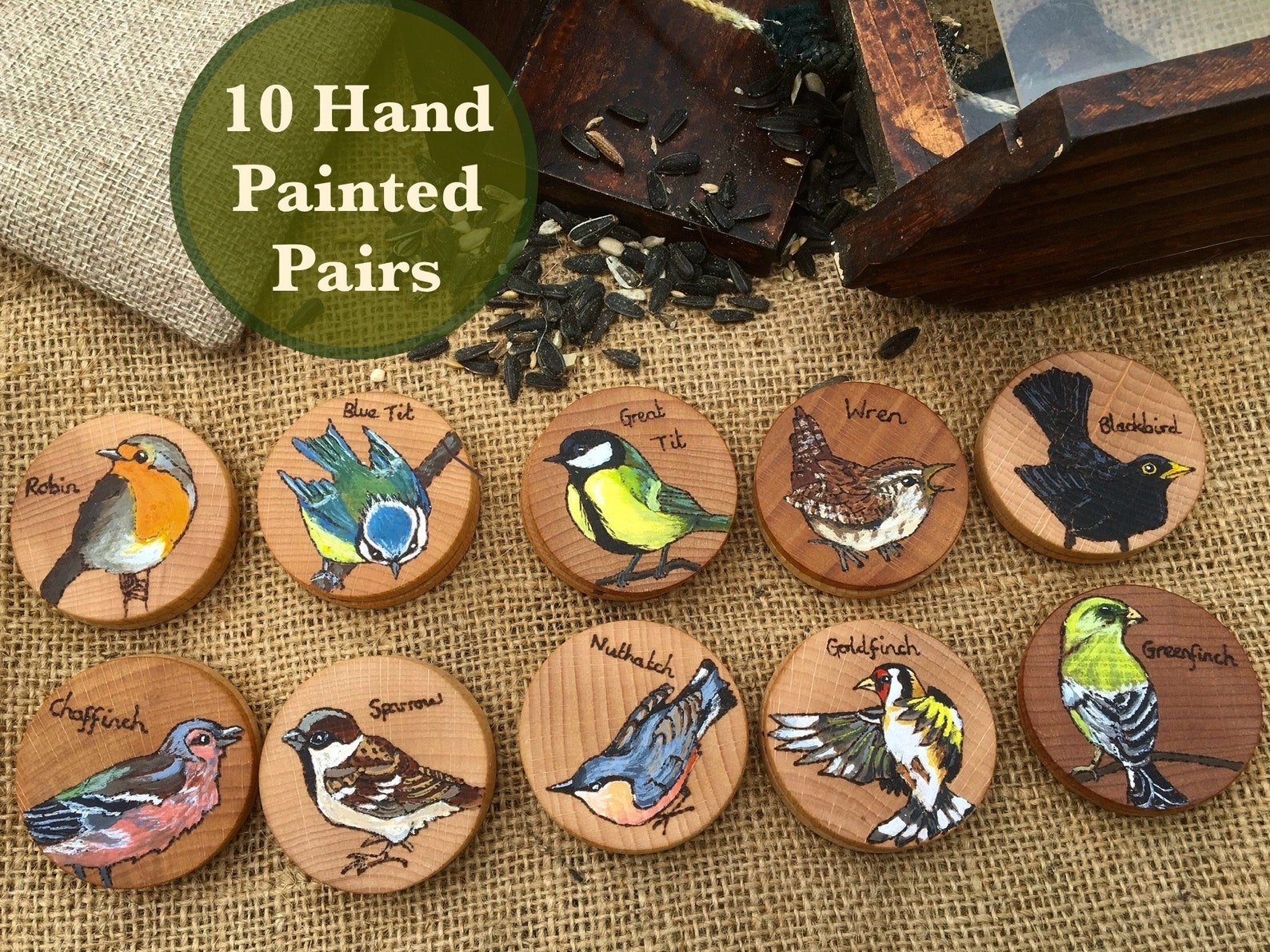 Wild Garden Birds Wooden Memory Game, British Birds Matching Pairs ...