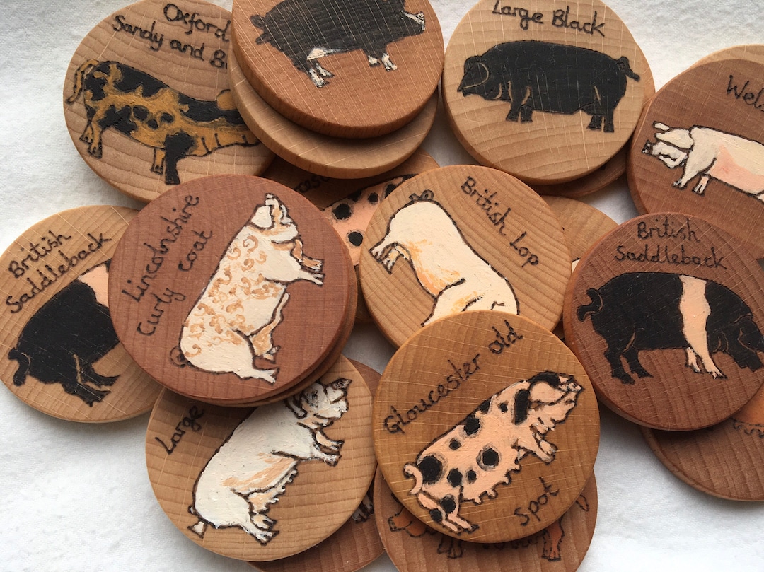 Matching Pigs Wooden Memory Game, Traditional British Pig Breeds Gift ...