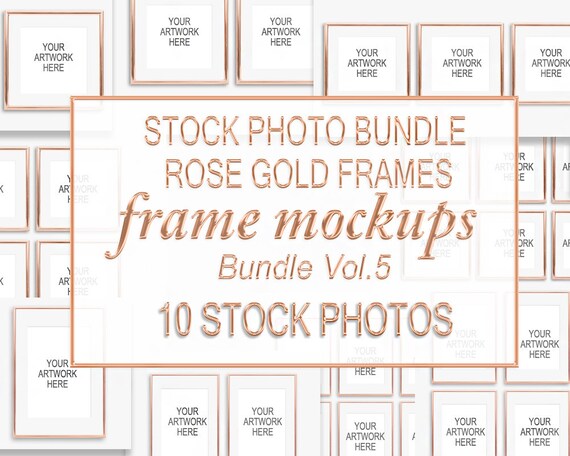 Digital Frame Mockups Bundle Rose Gold Frames 10 Empty - Download ...