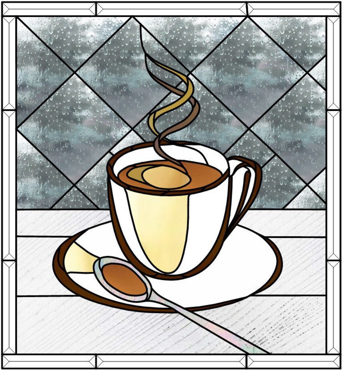 Coffee Stained Glass Pattern - Etsy