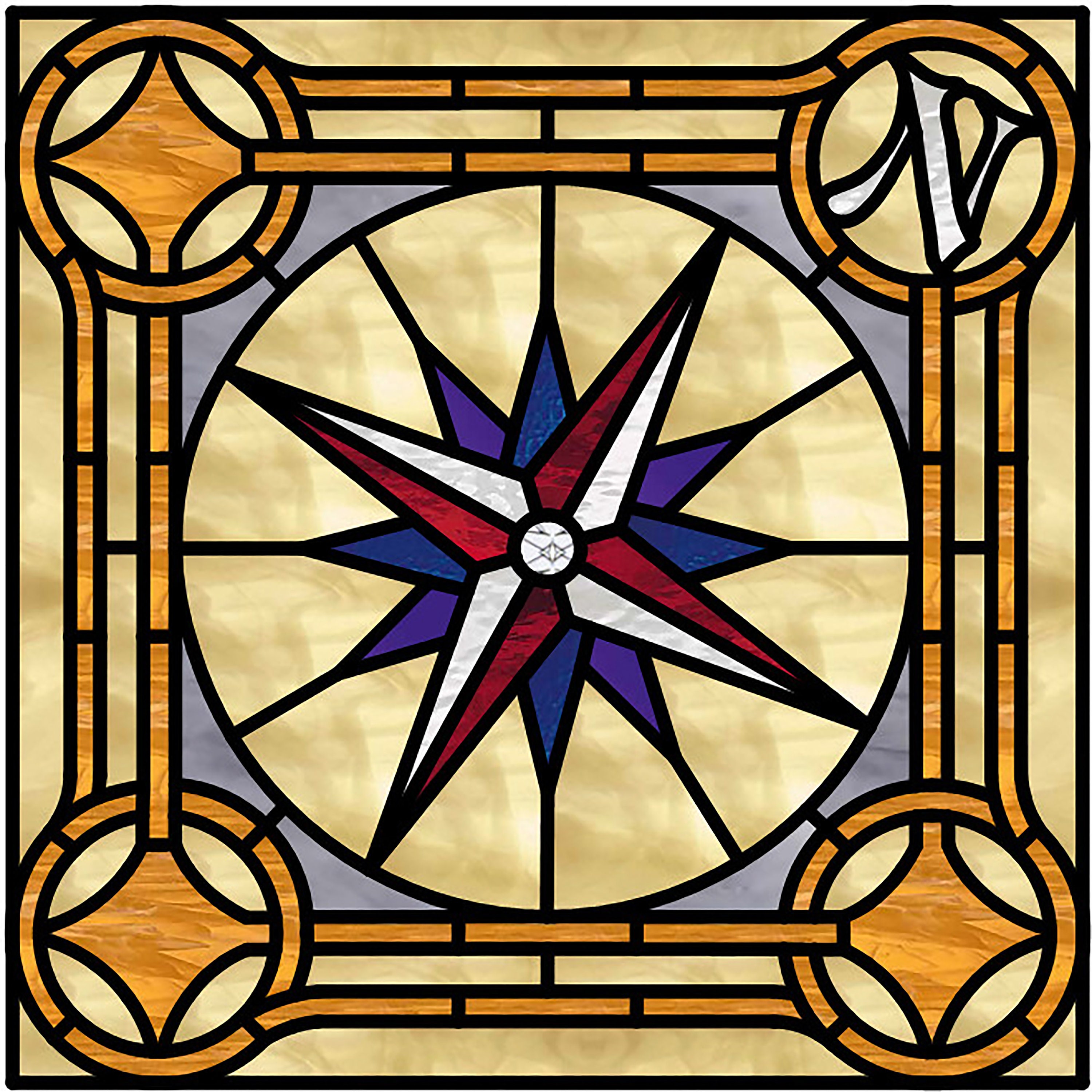 Stained Glass Compass Rose Pattern - Glass Designs