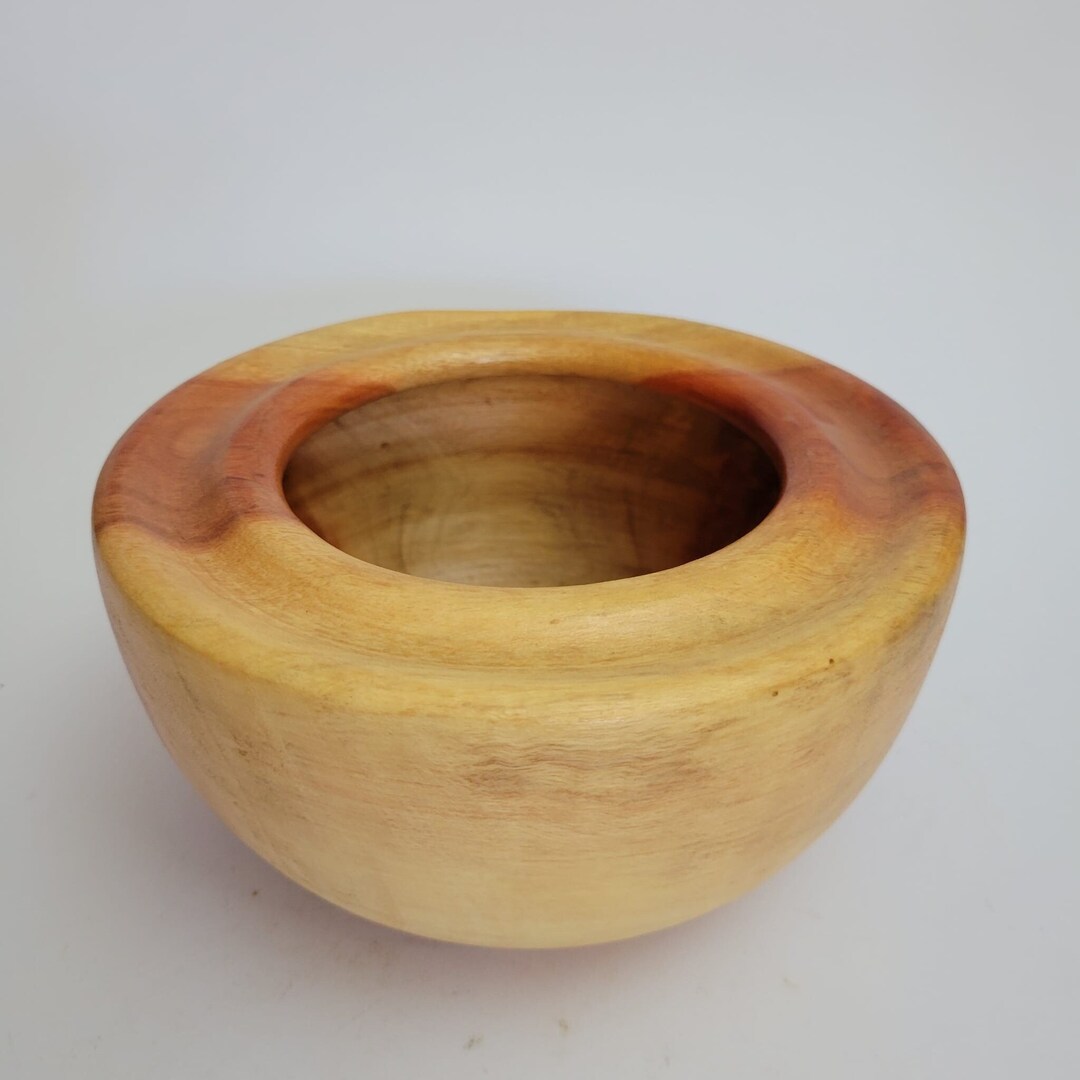 Handcrafted Engraved Carob Deep Bowl - Unique Wooden Storage Bowl ...