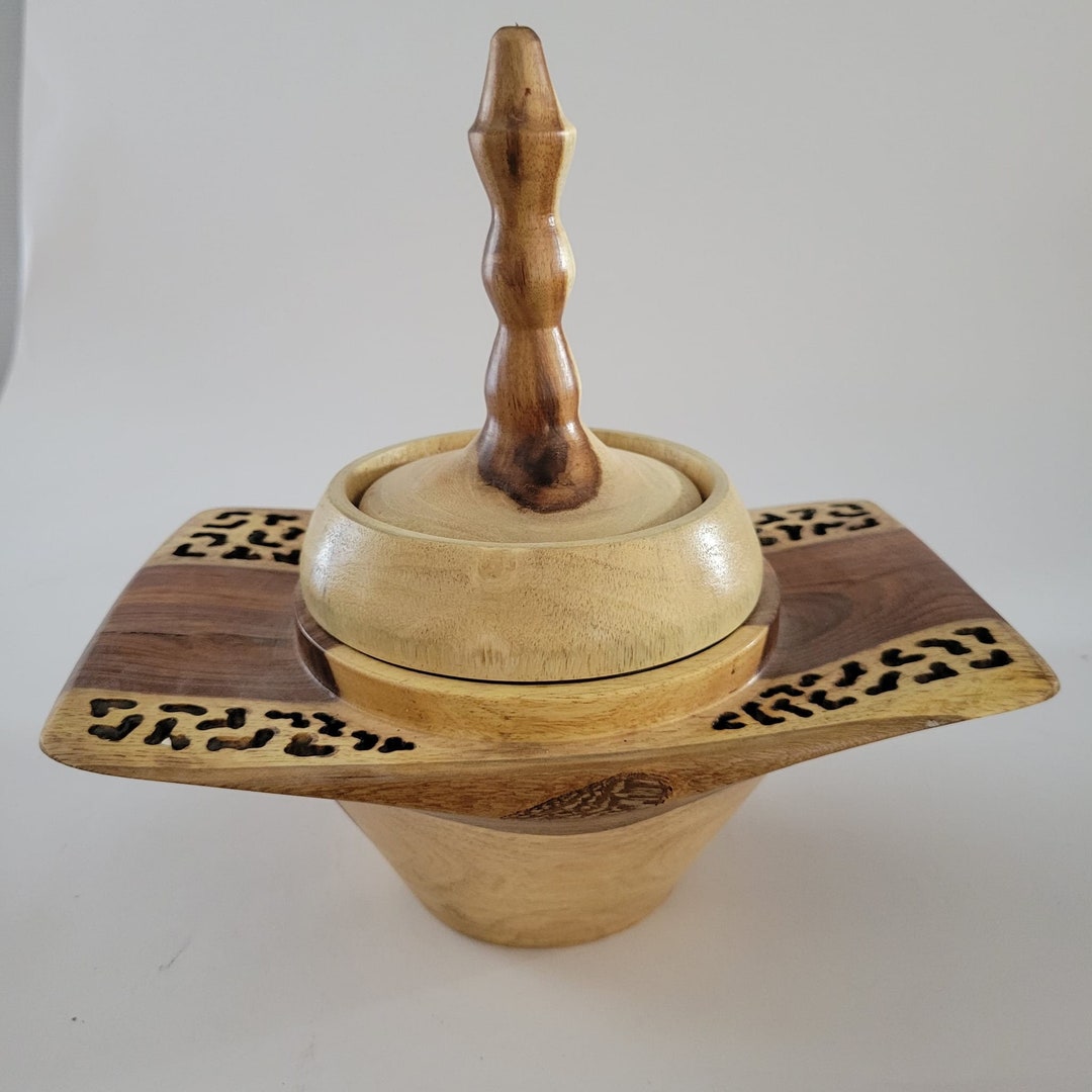 Handcrafted Indian Rosewood Bowl With Lid: Lace-inspired Wood Art - Etsy
