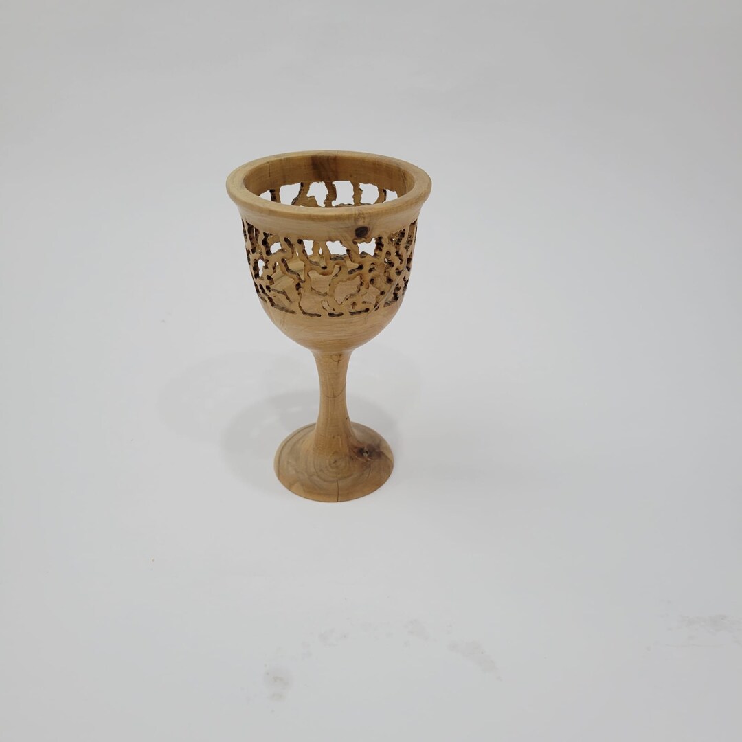 Handmade Sapota Wood Goblet With Lace Perforation - Hand Carved and ...
