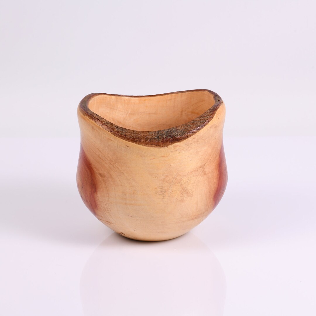 Handcrafted Carob Wood Bowl - Elegant and Functional Wooden Storage and ...