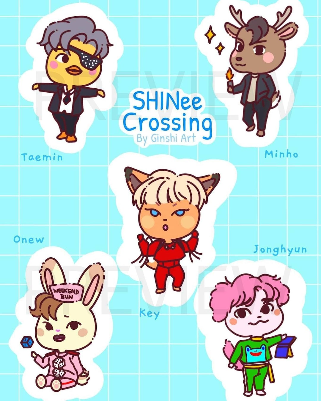 Shinee Fanart Villager Sticker Sheet - Etsy