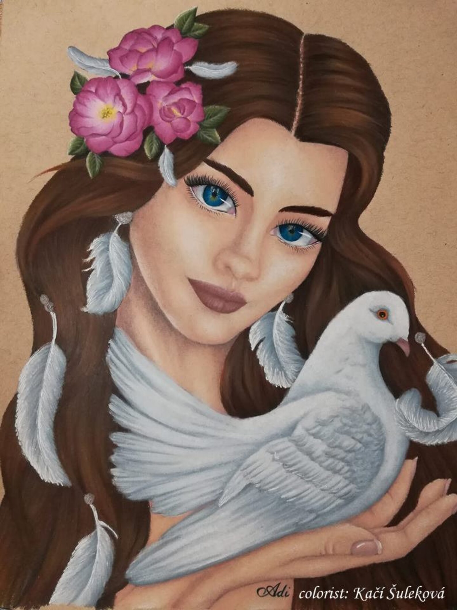 Arts Coloring Page - THE PRINCESS DOVE - Etsy