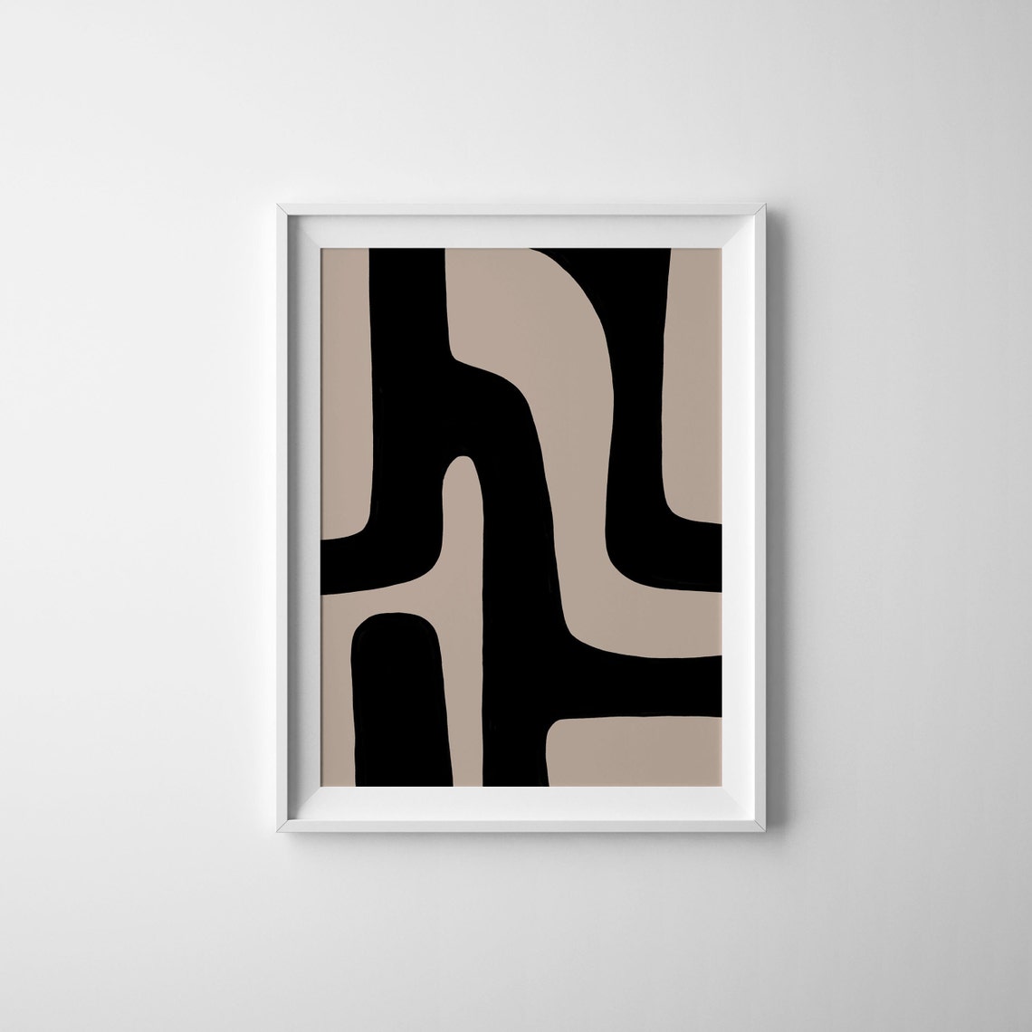 Large Abstract Wall Art, Minimalist Poster, Beige and Black Wall Art ...