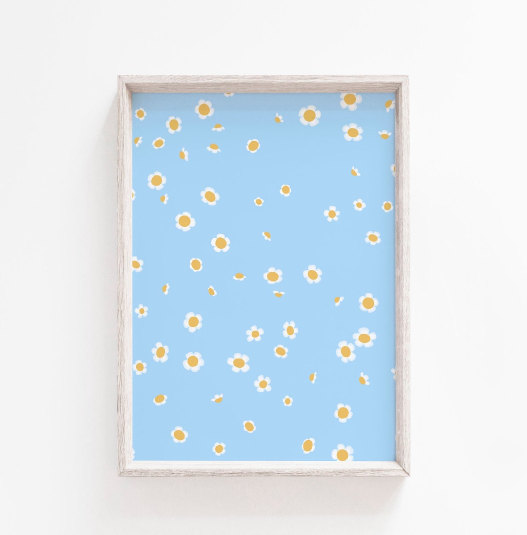 Daisy Wall Art, Flower Art Print, Blue Daisies Floral Art Print ...