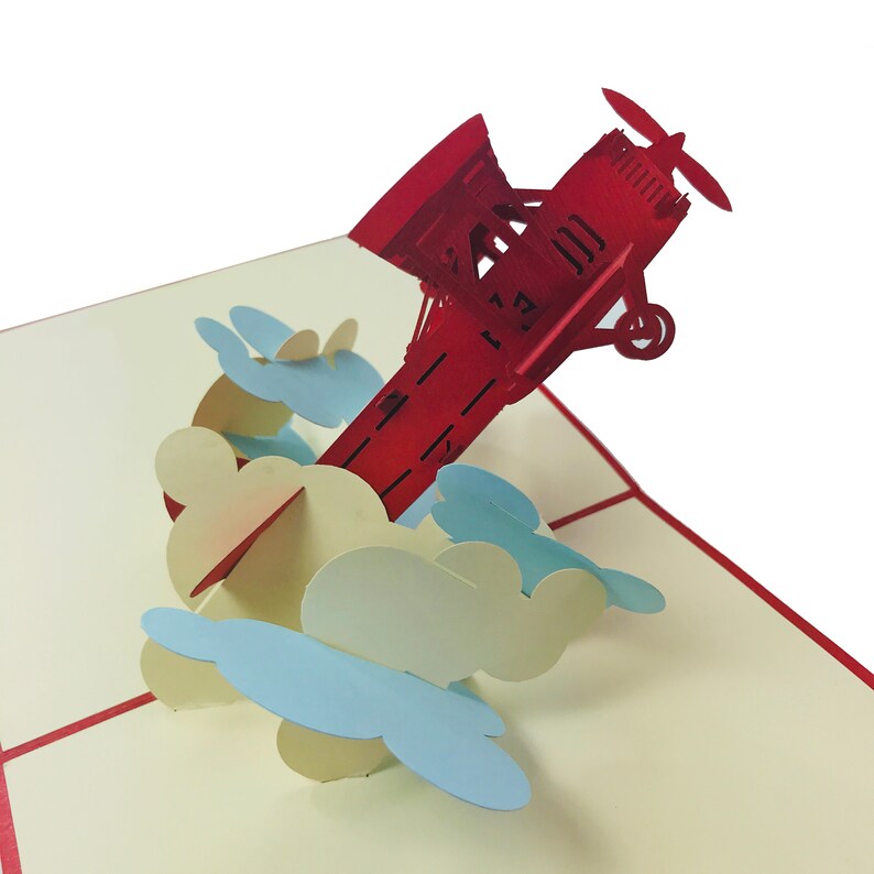 Biplane Airplane Card WOW 3D Greeting Card for All Occasions | Etsy