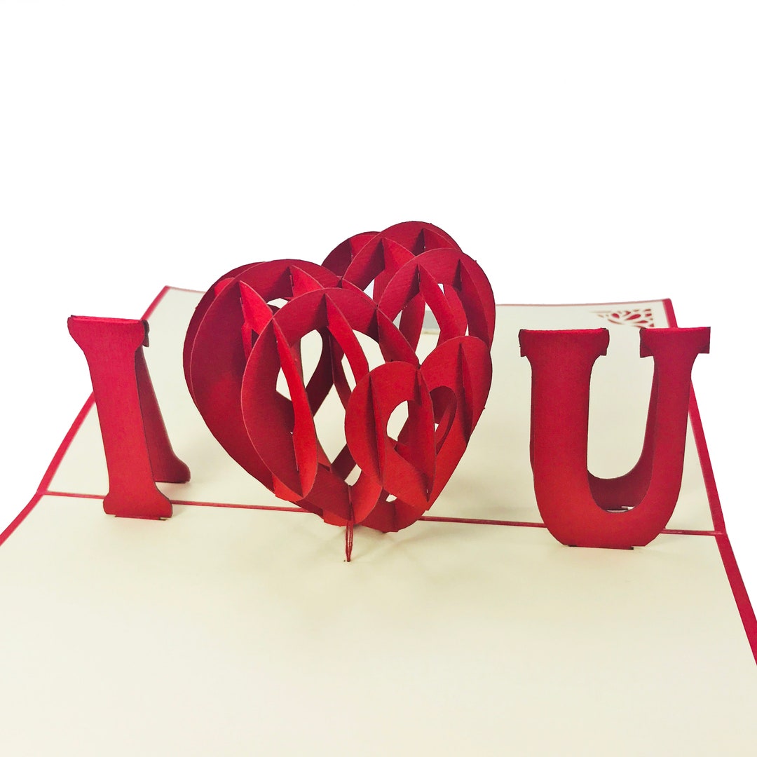 I Heart You 3D Pop up Card: Handmade Anniversary Valentine - Etsy