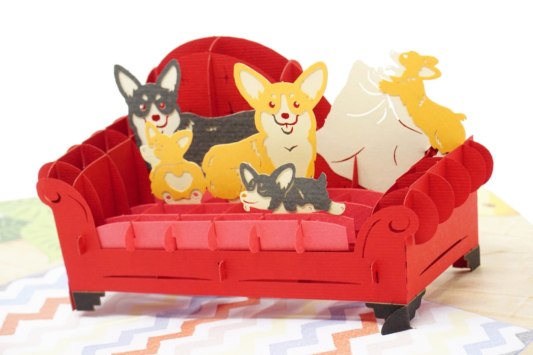 Happy Corgi Family WOW 3D Greeting Pop UP Card for All - Etsy Sweden