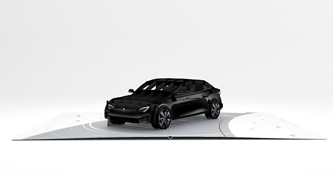 Tesla Model S 3D Pop up Greeting Card - Congratulations Gift New Owners ...