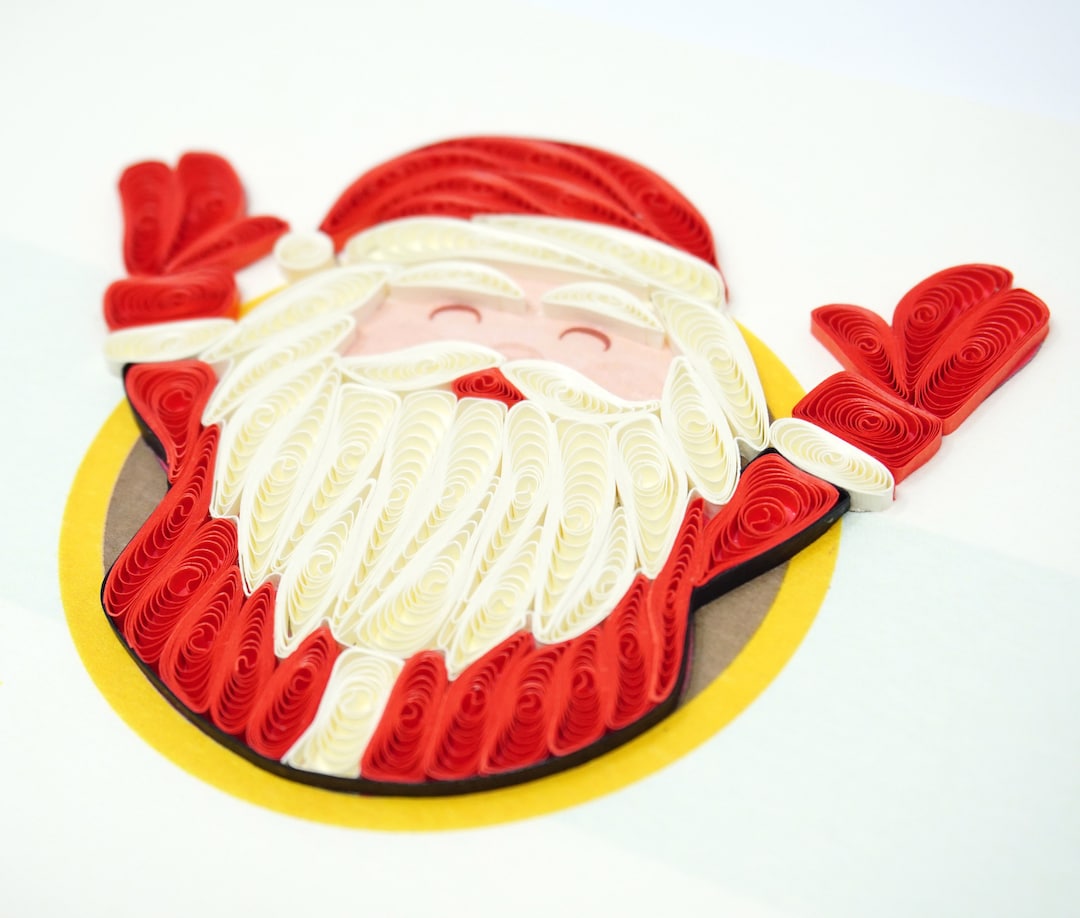 Christmas Santa - Quilling Greeting Card, Handmade Quilled Card - 6x6 ...