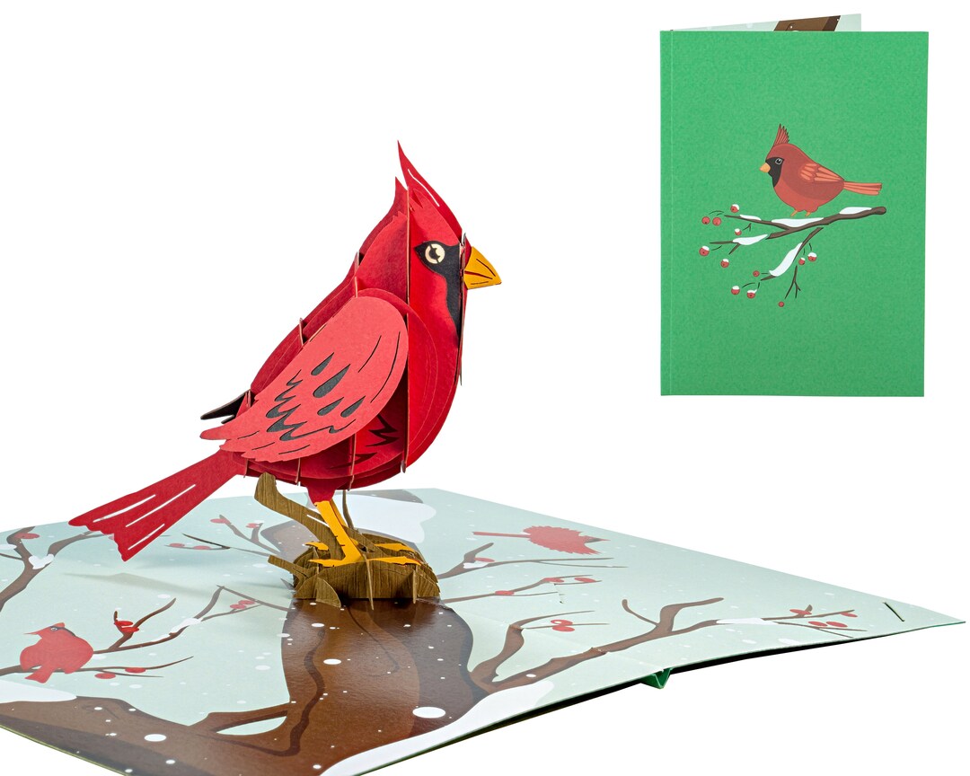 Red Cardinal Pop up 3D Card: Handcrafted Greeting Card (5x7 Inches) - Etsy