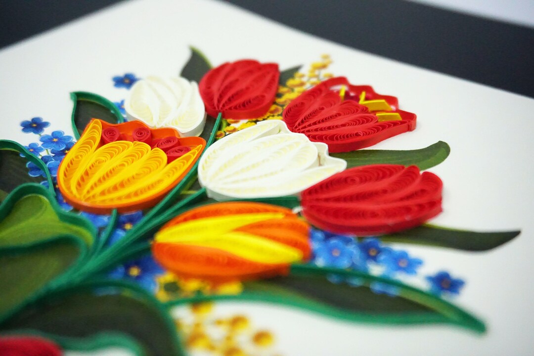 Tulip Flower - Quilling Greeting Card, Handmade Quilled Card - 6x6 Inch ...