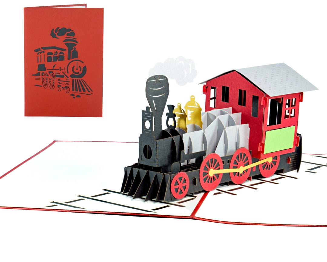 3D Steam Train Pop up Card: Handmade Locomotive Greeting Card (5x7) - Etsy