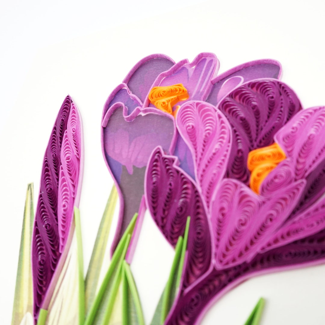 Crocus Flower Bulbs - Quilling Greeting Card, Handmade Quilled Card ...