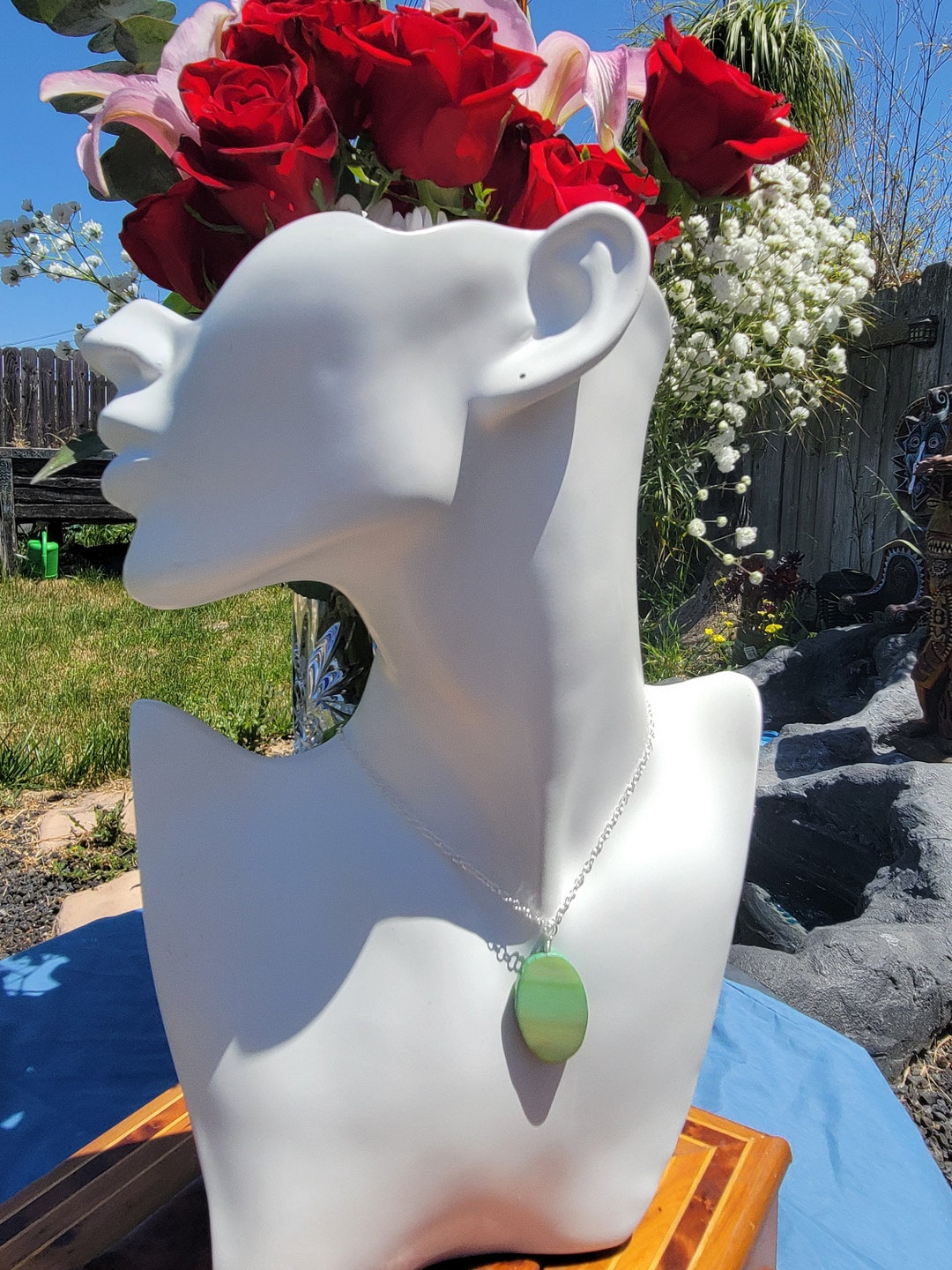 Mother of Pearl Spring Green Coin Pendant - Etsy