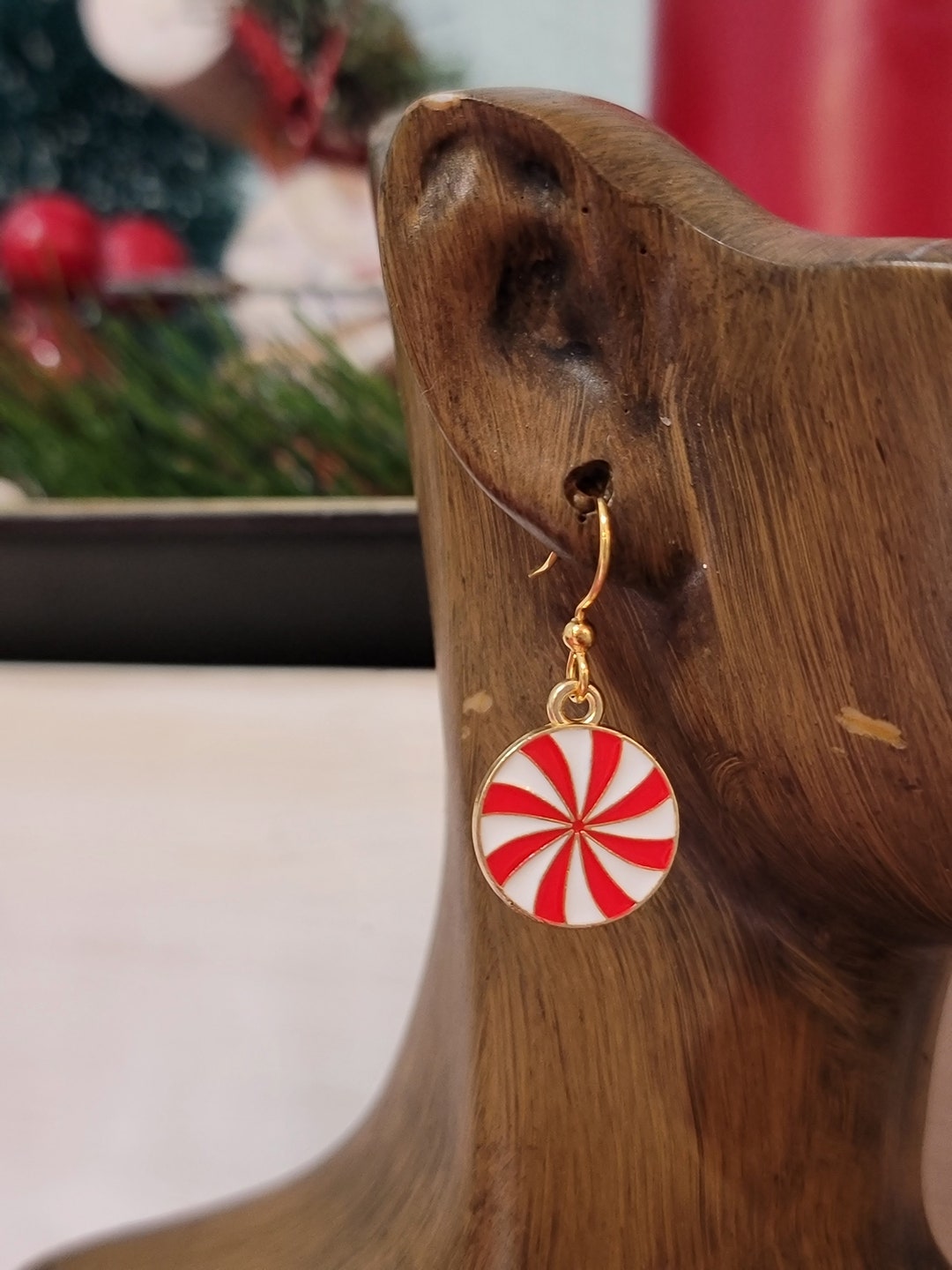 Christmas Candy Semi Swirl Earrings - Etsy