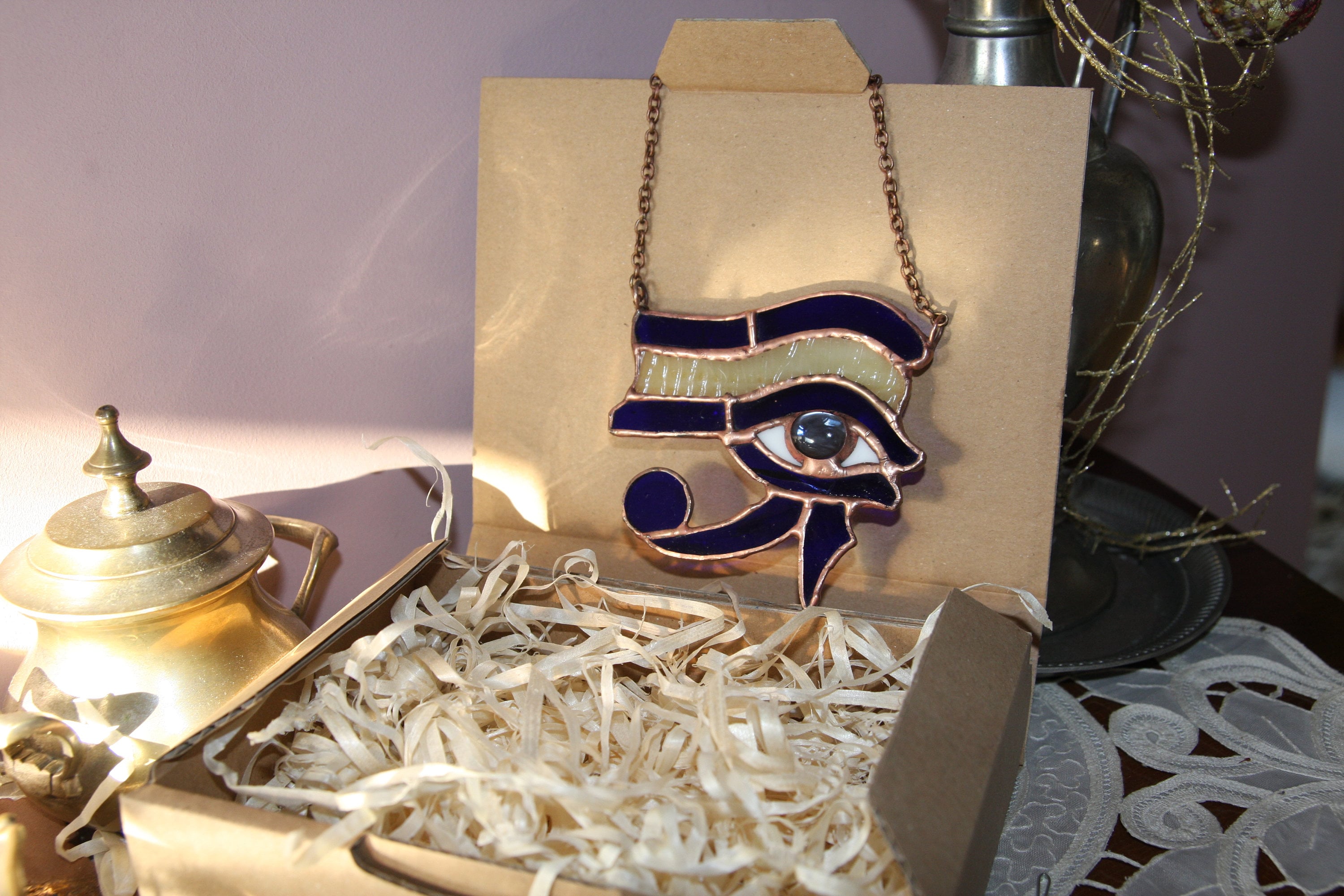Eye of Ra Horus Ancient Egyptian Amulet Tiffany Stained - Etsy