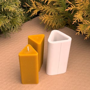 Triangle Fluted Pillar Candle Mold – Silicone Mold for Beeswax Candle ...