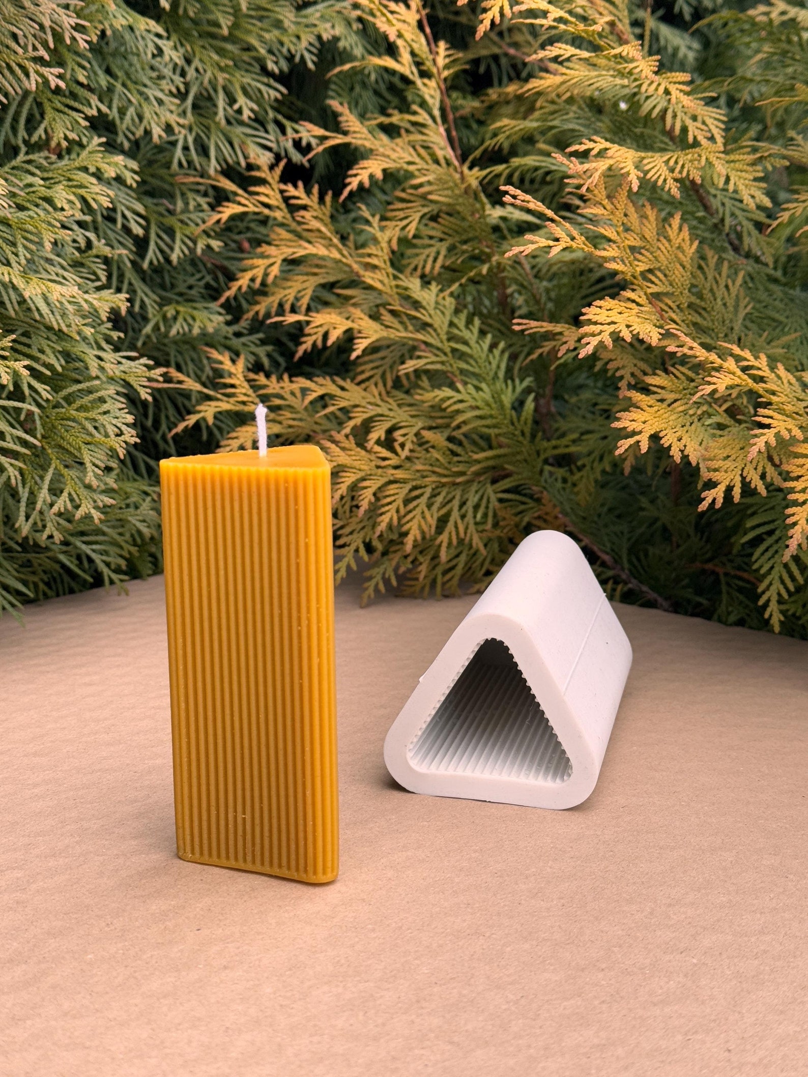Triangle Fluted Pillar Candle Mold – Silicone Mold for Beeswax Candle ...