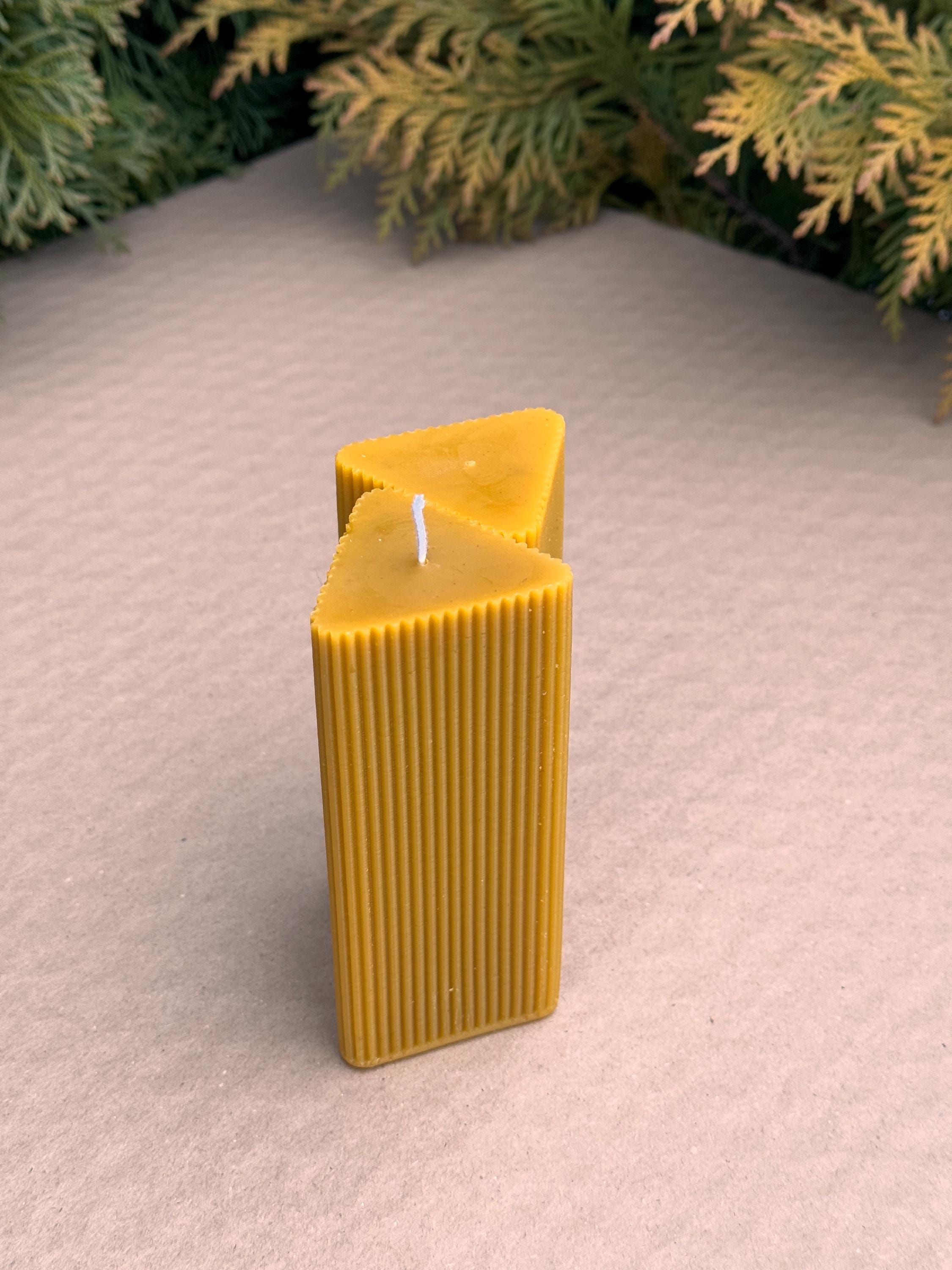 Triangle Fluted Pillar Candle Mold – Silicone Mold for Beeswax Candle ...