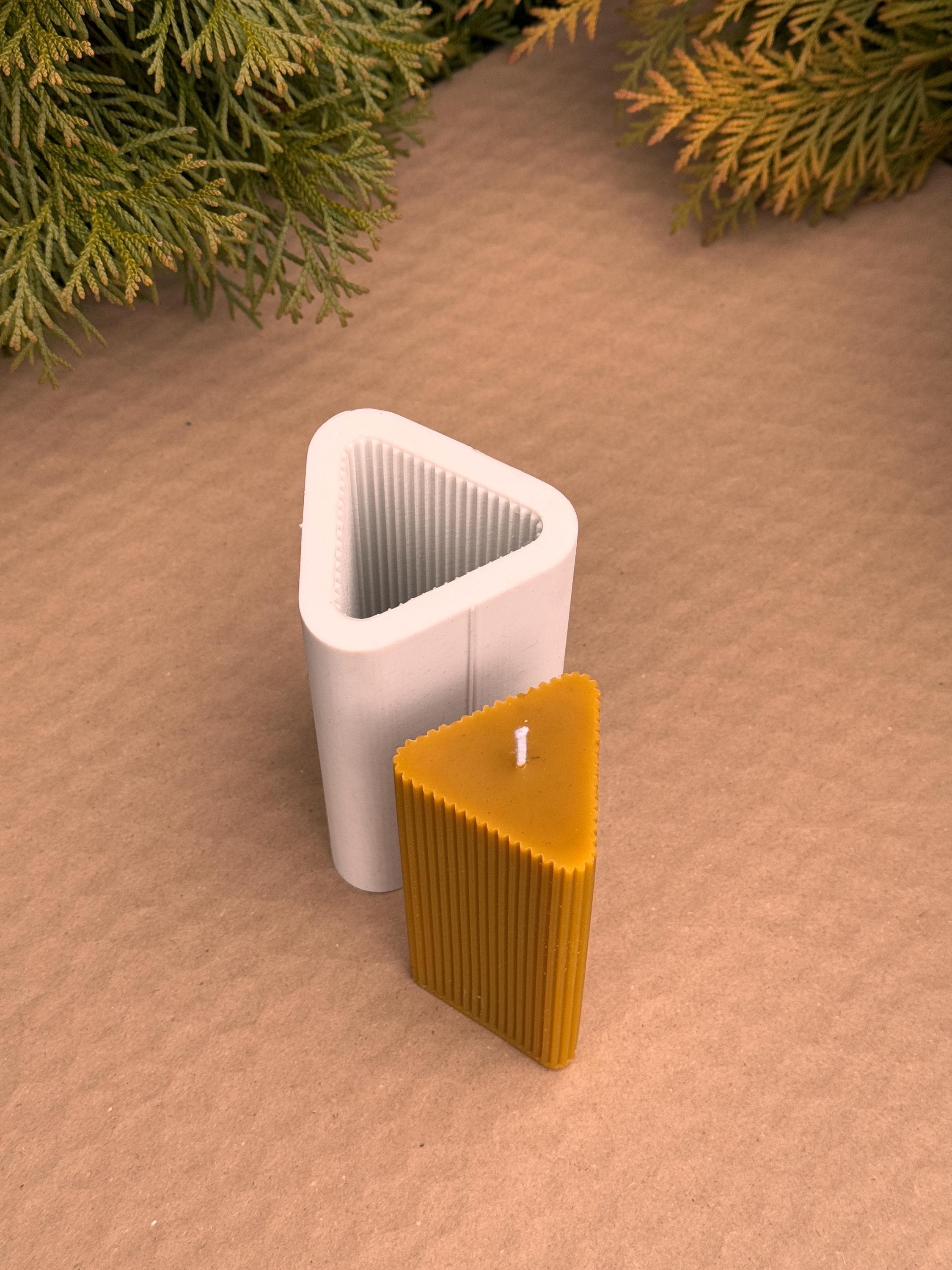 Triangle Fluted Pillar Candle Mold – Silicone Mold for Beeswax Candle ...