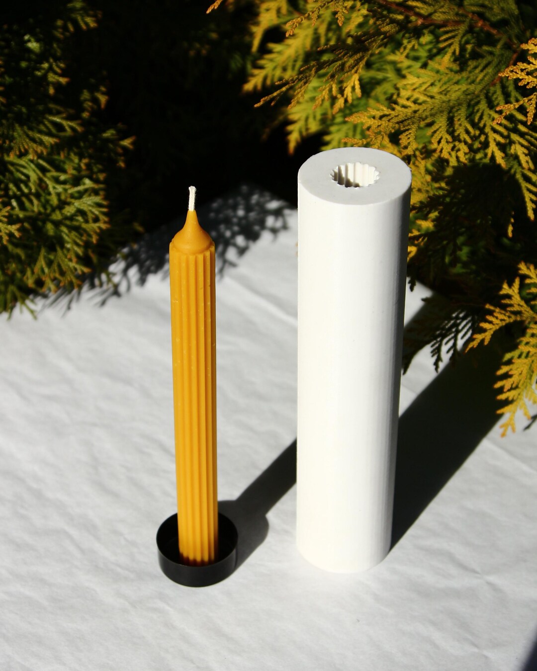 Pointy Fluted Taper Candle Mold – Silicone Mold for Beeswax Candle ...