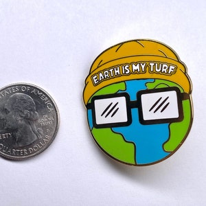 Earth is My Turf | Hyphy Earth Day Hip Hop, Yellow Beanie Enamel Pin - Etsy