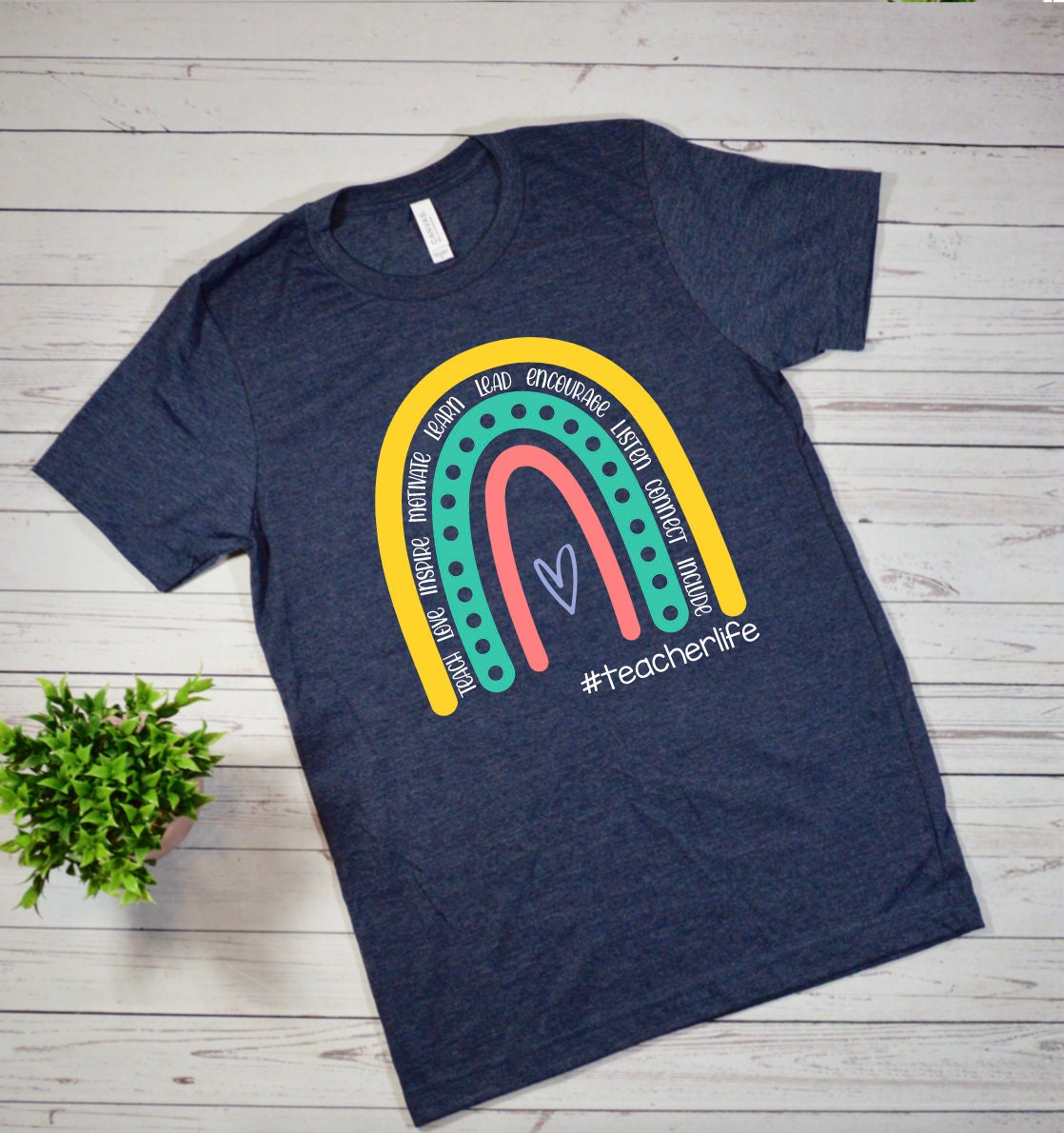 Boho Rainbow Teacher SVG * Digital * Teach * Love * Inspire * Include ...