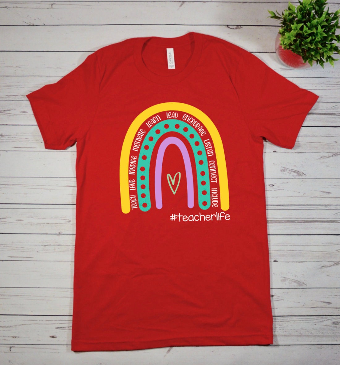 Boho Rainbow Teacher SVG * Digital * Teach * Love * Inspire * Include ...