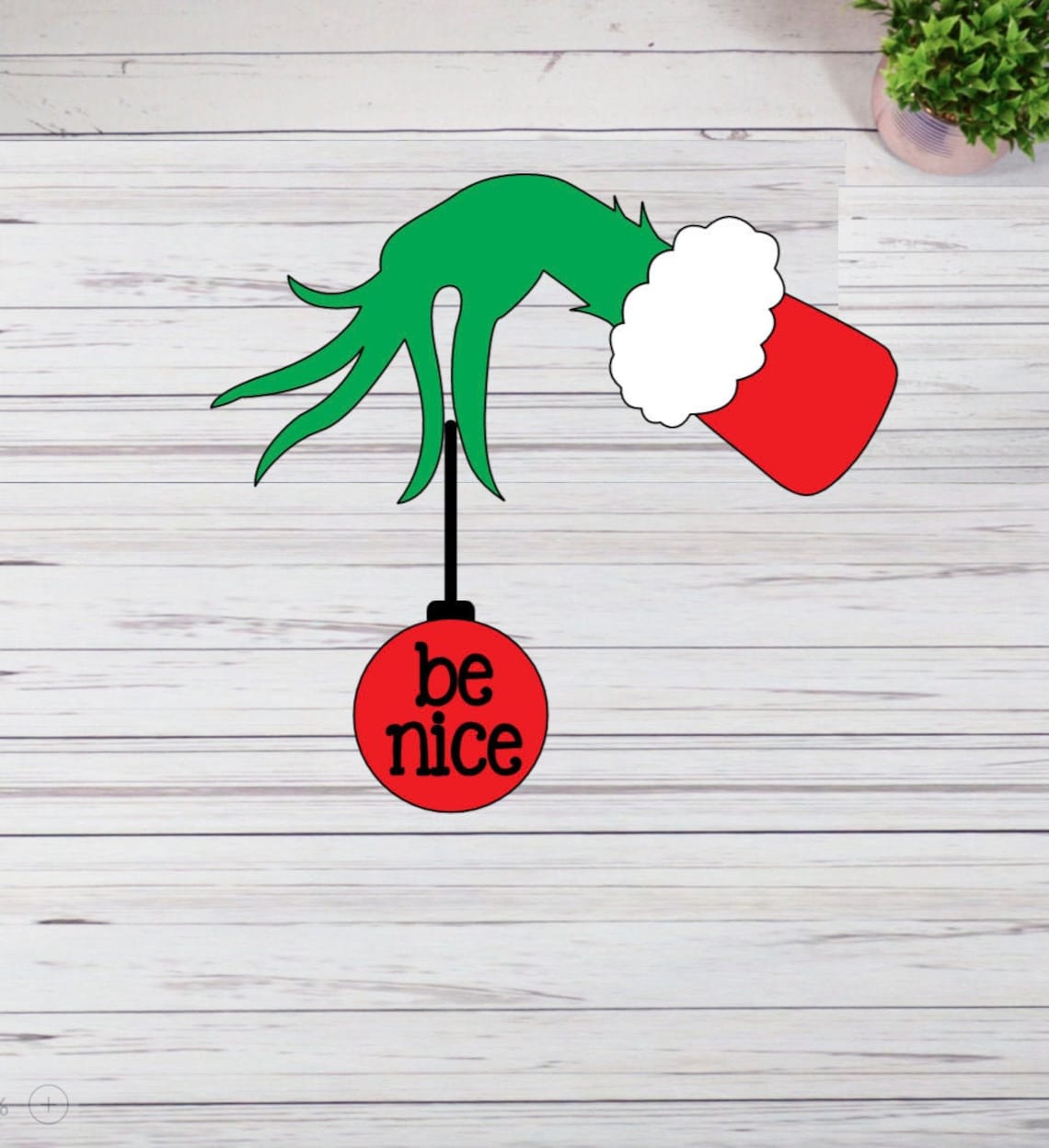 Christmas SVG Grinch Inspired Hand Be Nice Digital | Etsy