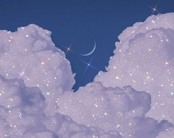 Animated Aesthetic Glitter Sky, Moonlight Poster, Pink Glitter Sky ...