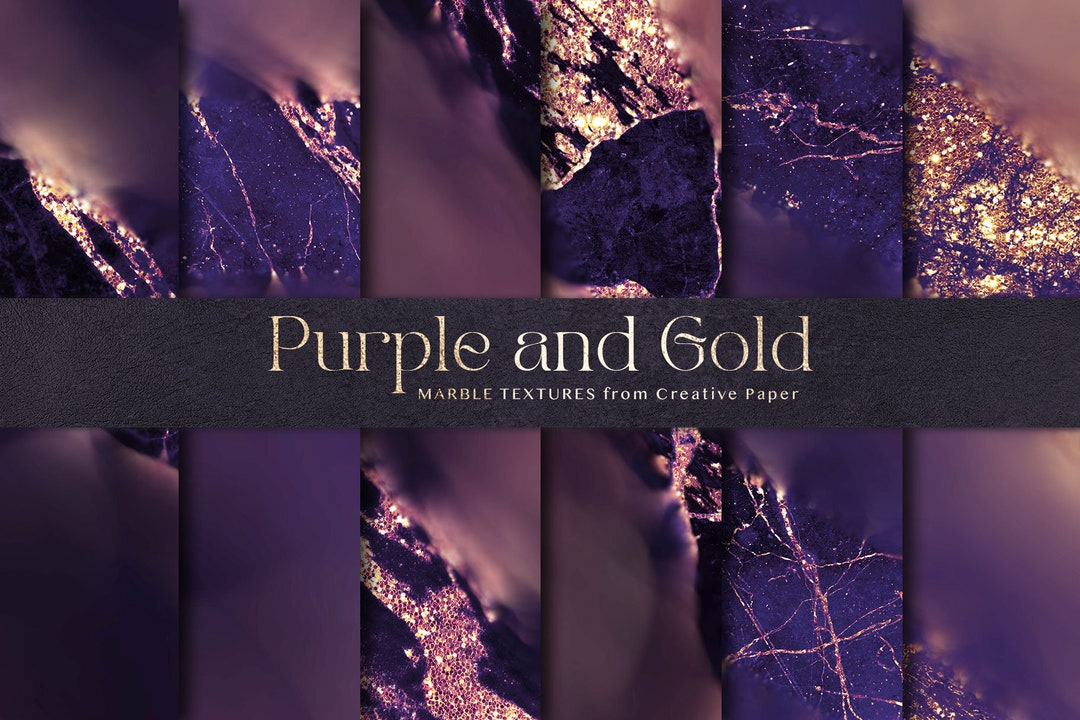 Purple and Gold Marble Digital Paper - Etsy