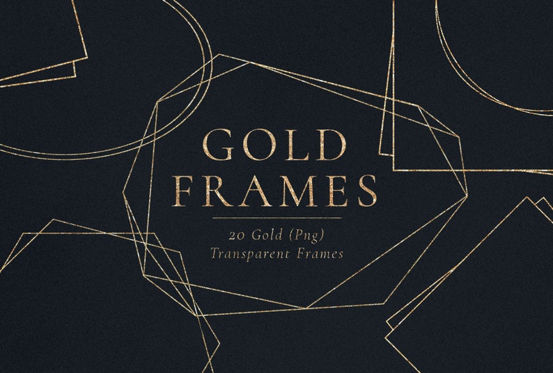 Gold Geometric Frames png Overlays - Etsy