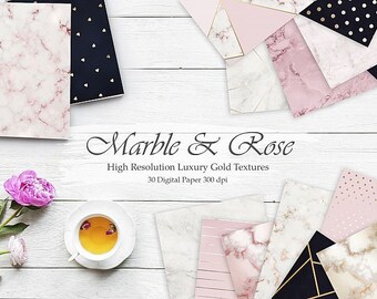 Pink Marble Digital Paper - Etsy