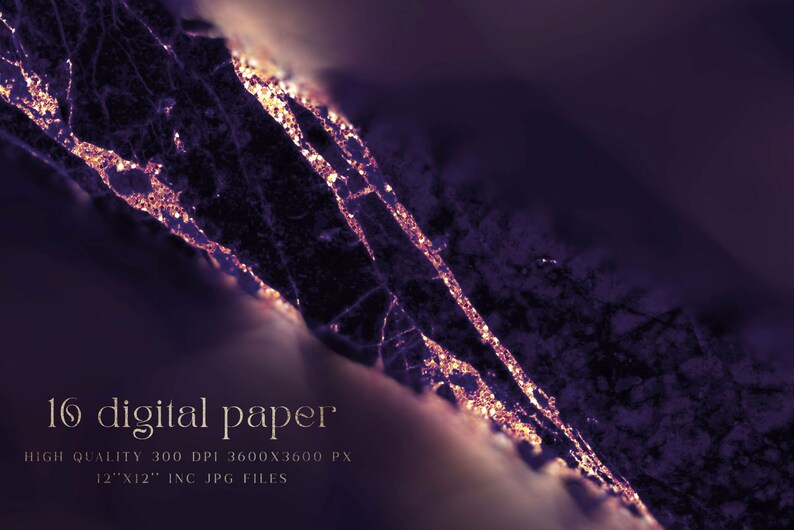 Purple and Gold Marble Digital Paper - Etsy